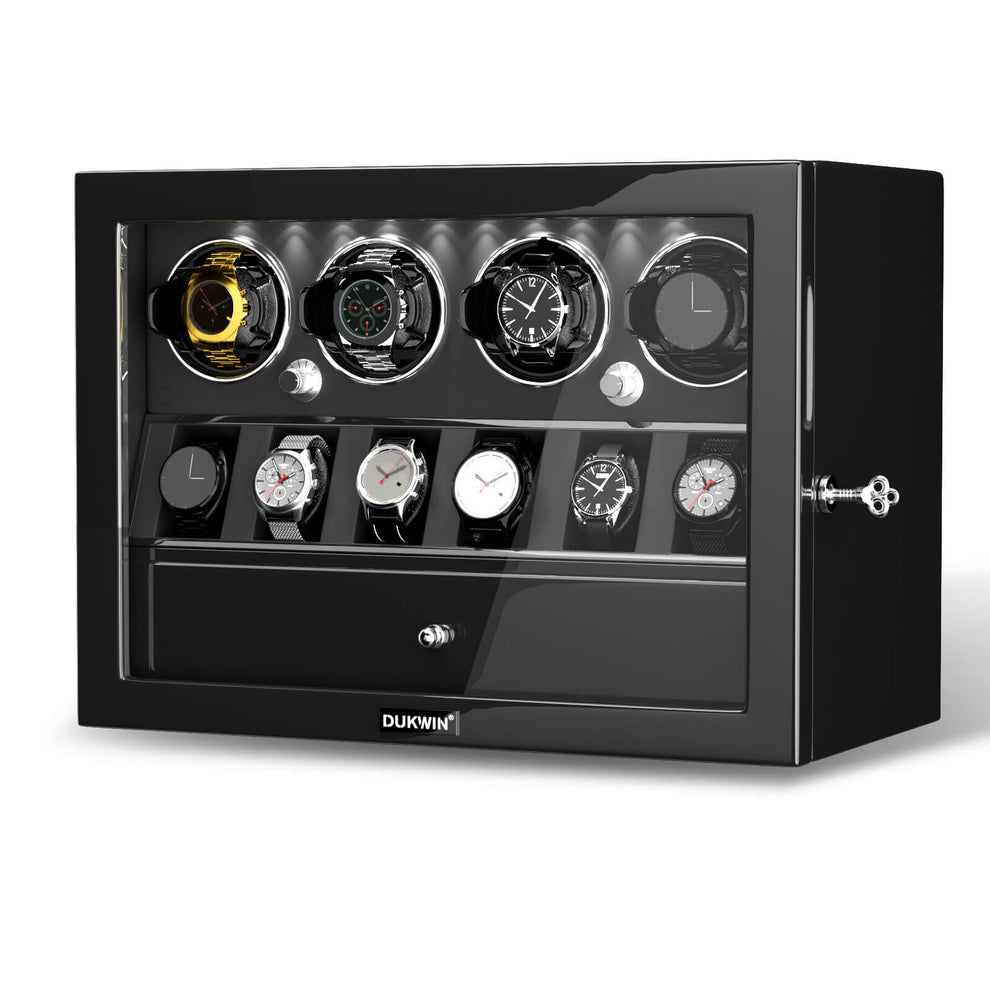 4 Watch Winders with 6 Watches Display Organizer with Keylock | Free S ...