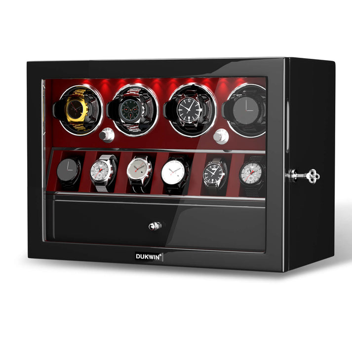 4 Watch Winders for Automatic Watches with 6 Watches Display Organizer ...