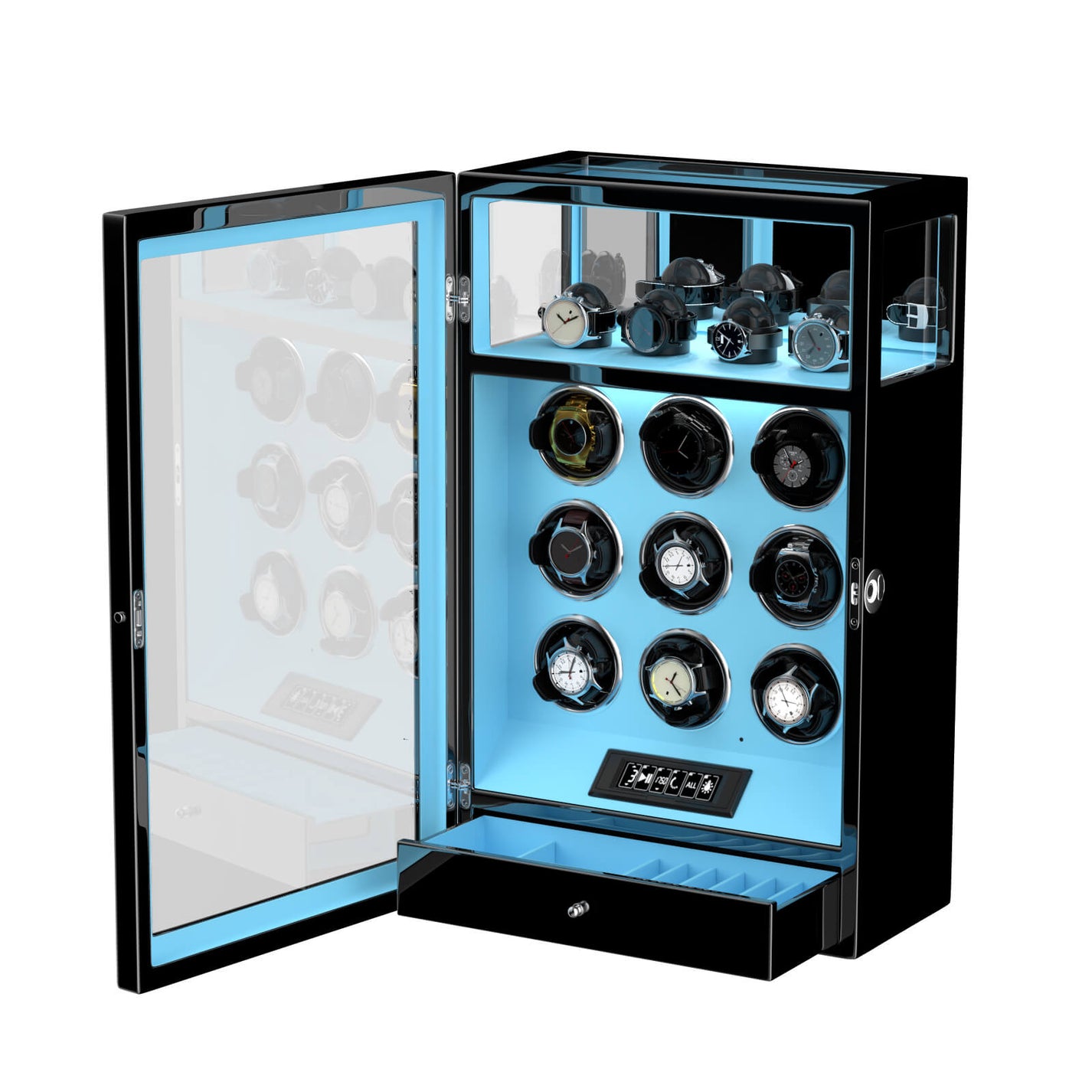 Patented Design 9 Watch Winders with 4 Watch Holders Fingerprint Lock ...