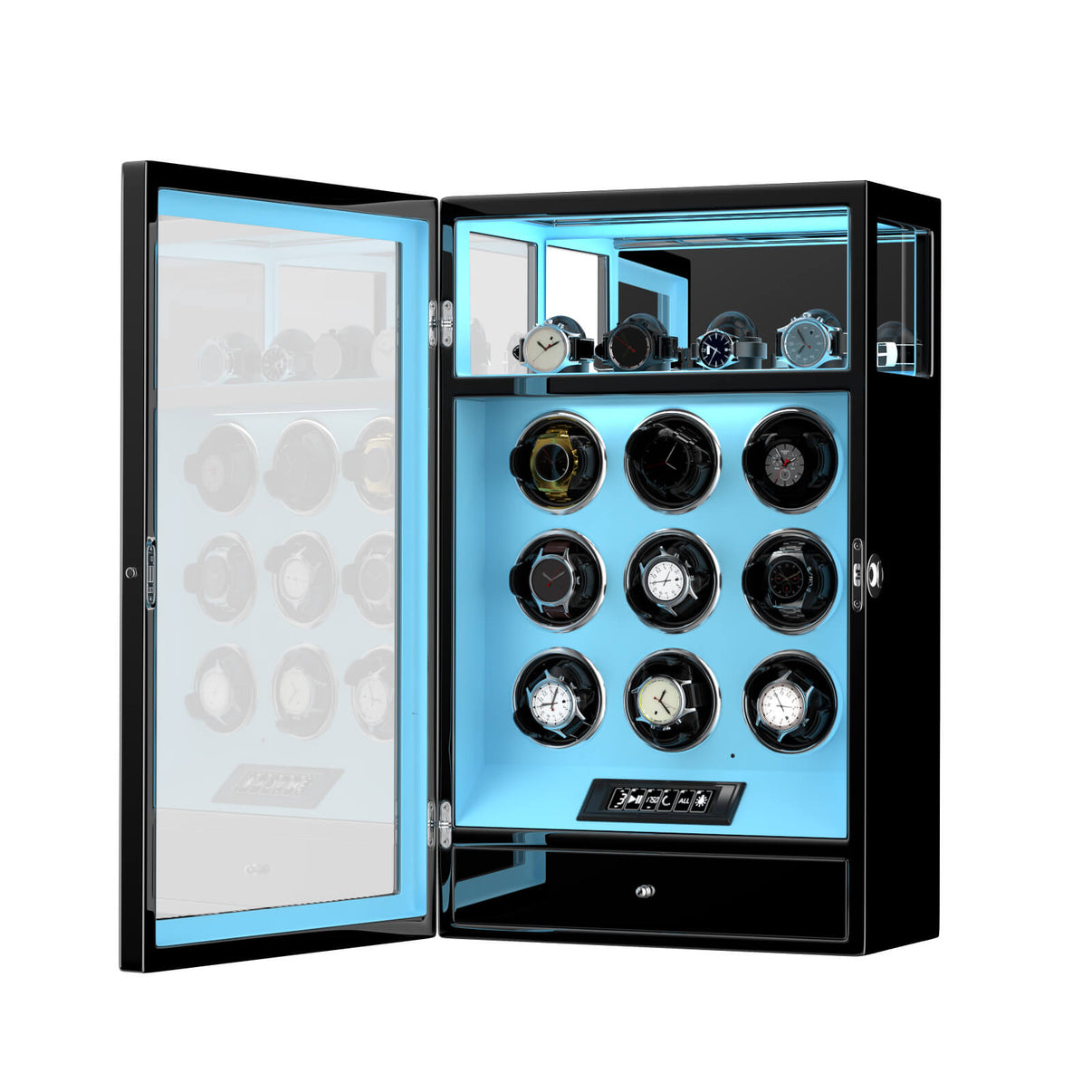 Patented Design 9 Watch Winders with 4 Watch Holders Fingerprint Lock ...