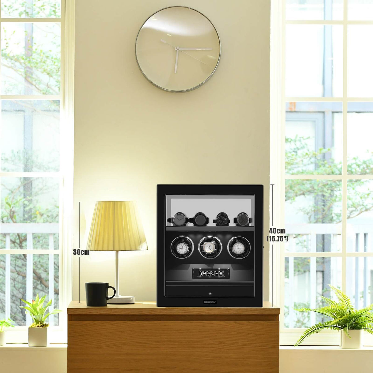 Fingerprint Lock 3 Watch Winders with Extra 4 Watches Storage LCD Remo ...