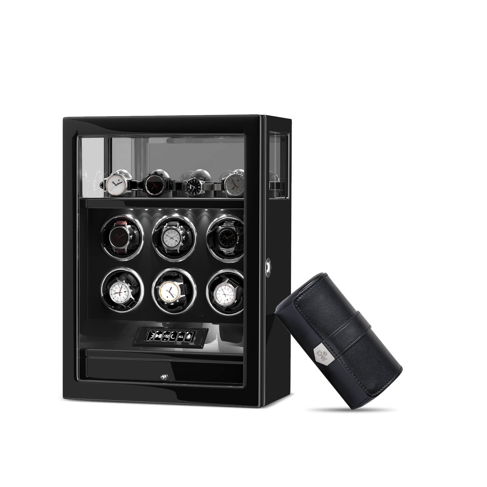 Fingerprint 6 Watch Winder + Vegan Leather Double Wacth Roll | Free Sh ...