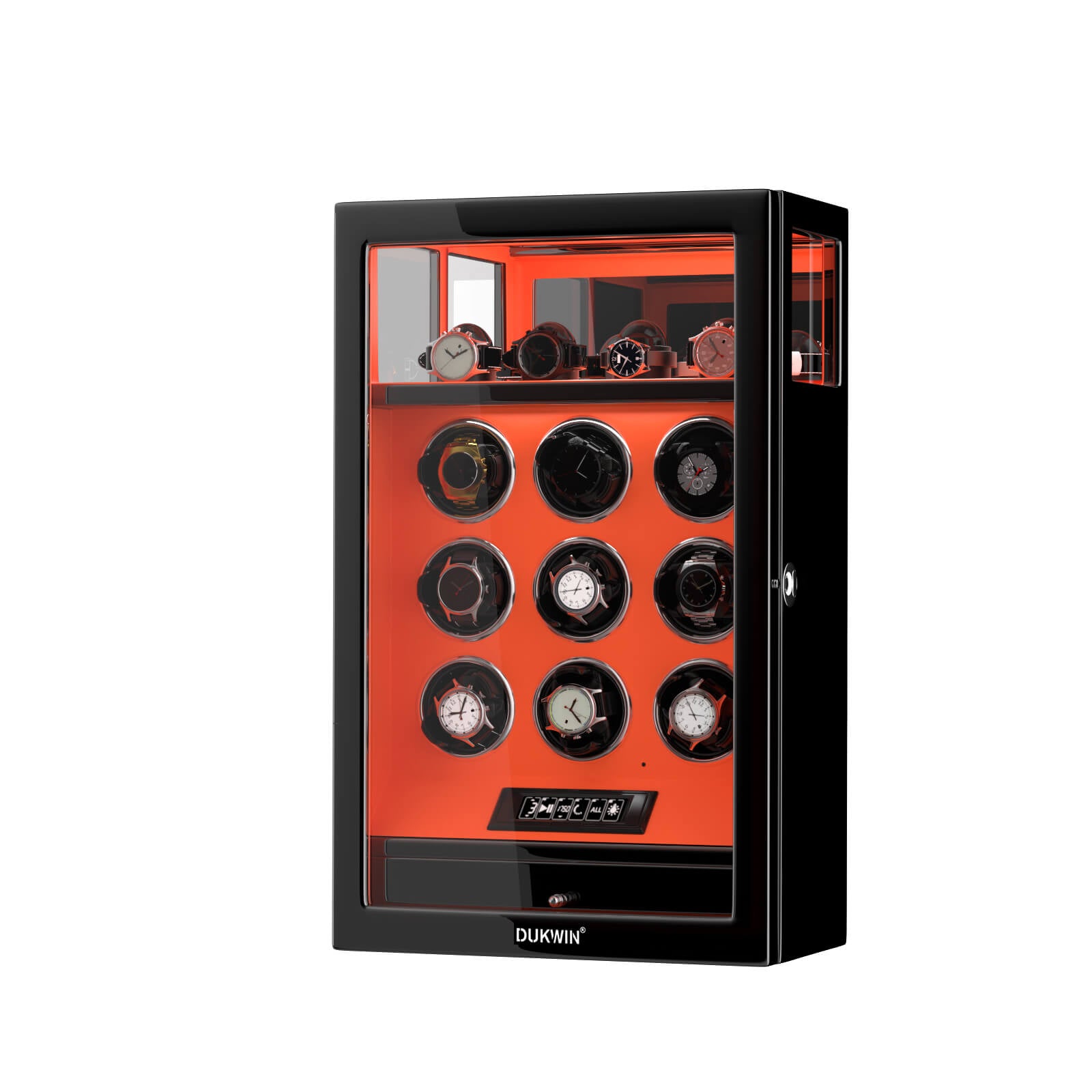 Fingerprint Lock 9 Watch Winders with Extra 4 Watches Storage LCD Remo ...