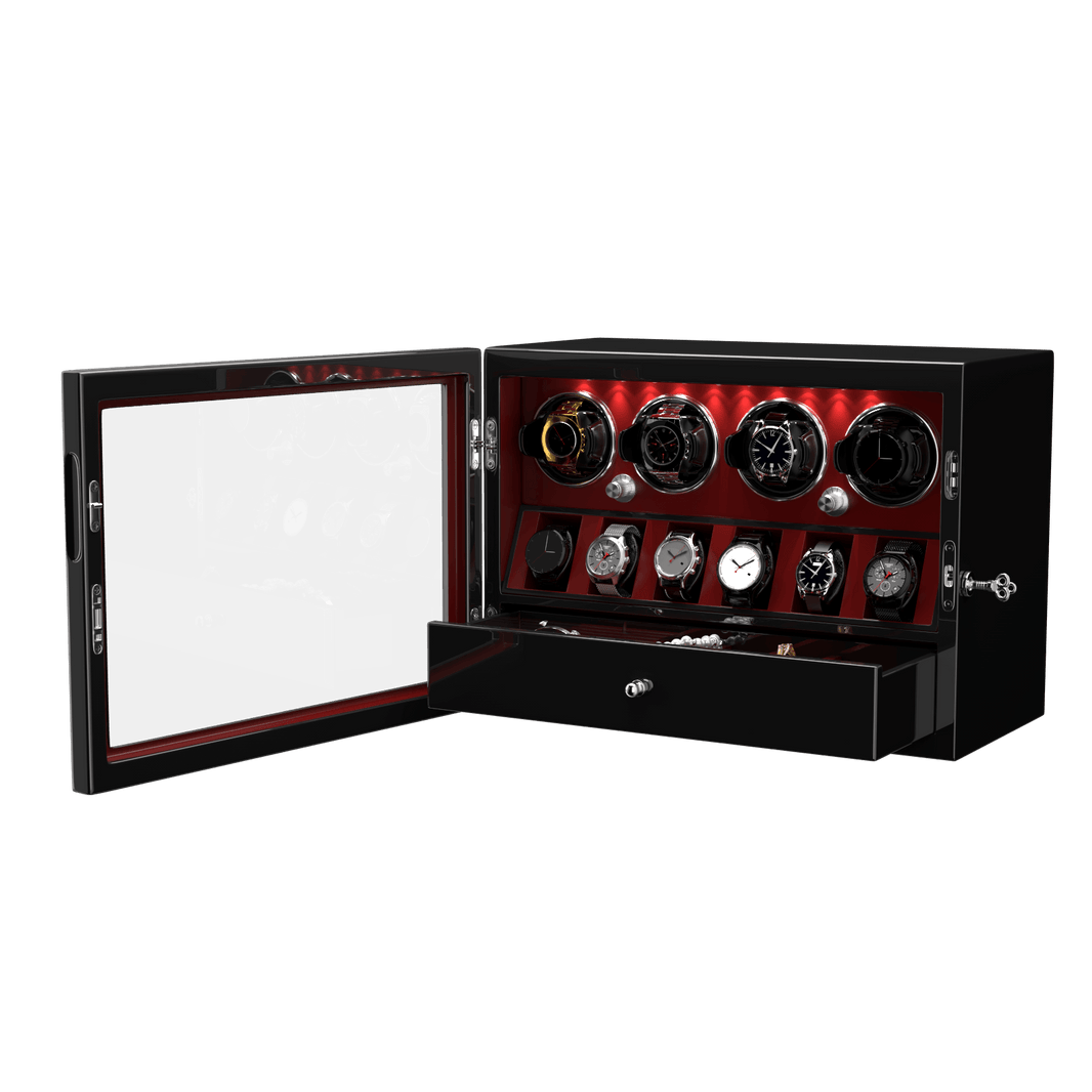 4 Watch Winder, Quad Watch Winder with Fingerprint & Key Lock – DUKWIN