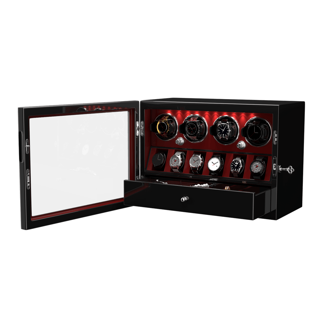 4 Watch Winders for Automatic Watches with 6 Watches Display Organizer ...