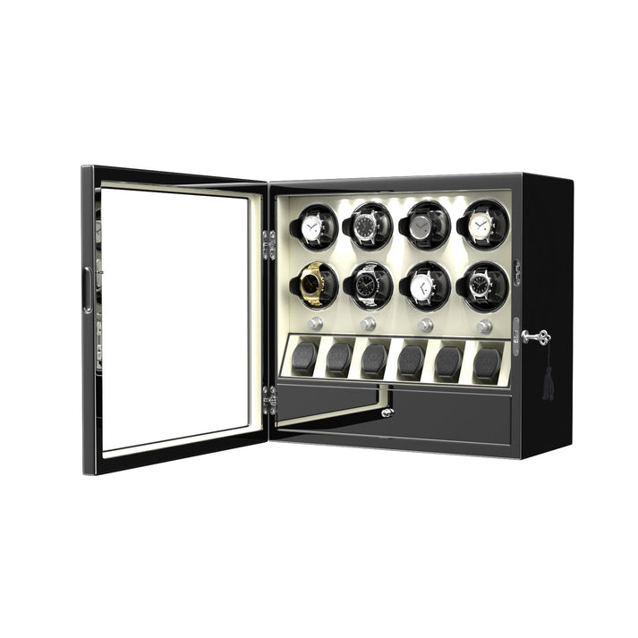 Compact 8 Watch Winders with 6 Watches Large Storage Space Quiet Mabuc ...
