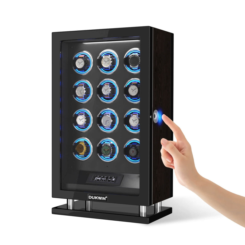 Special Edition- 12 Watch Winder with Fingerprint Unlock RGB Light LCD ...